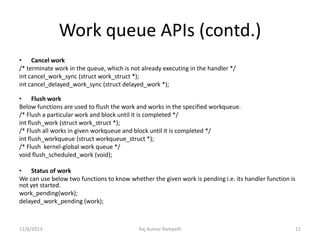 Tasklet vs work queues (Deferrable functions in linux) | PPTX