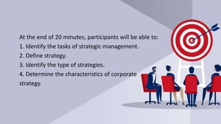 TASK OF STRATEGIC MANAGEMENTTYPES OF STRATEGYCHAR.OF CORPORATE STRATEGY ...