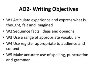 CIE O-Level English 1123- Recommended Tasks | PPTX | Education