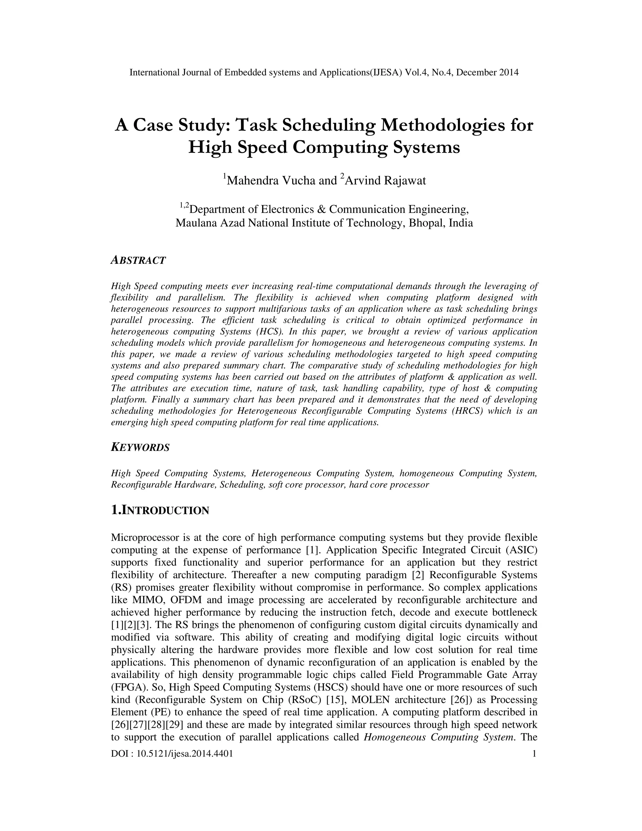 Task Scheduling Methodologies For High Speed Computing Systems Pdf