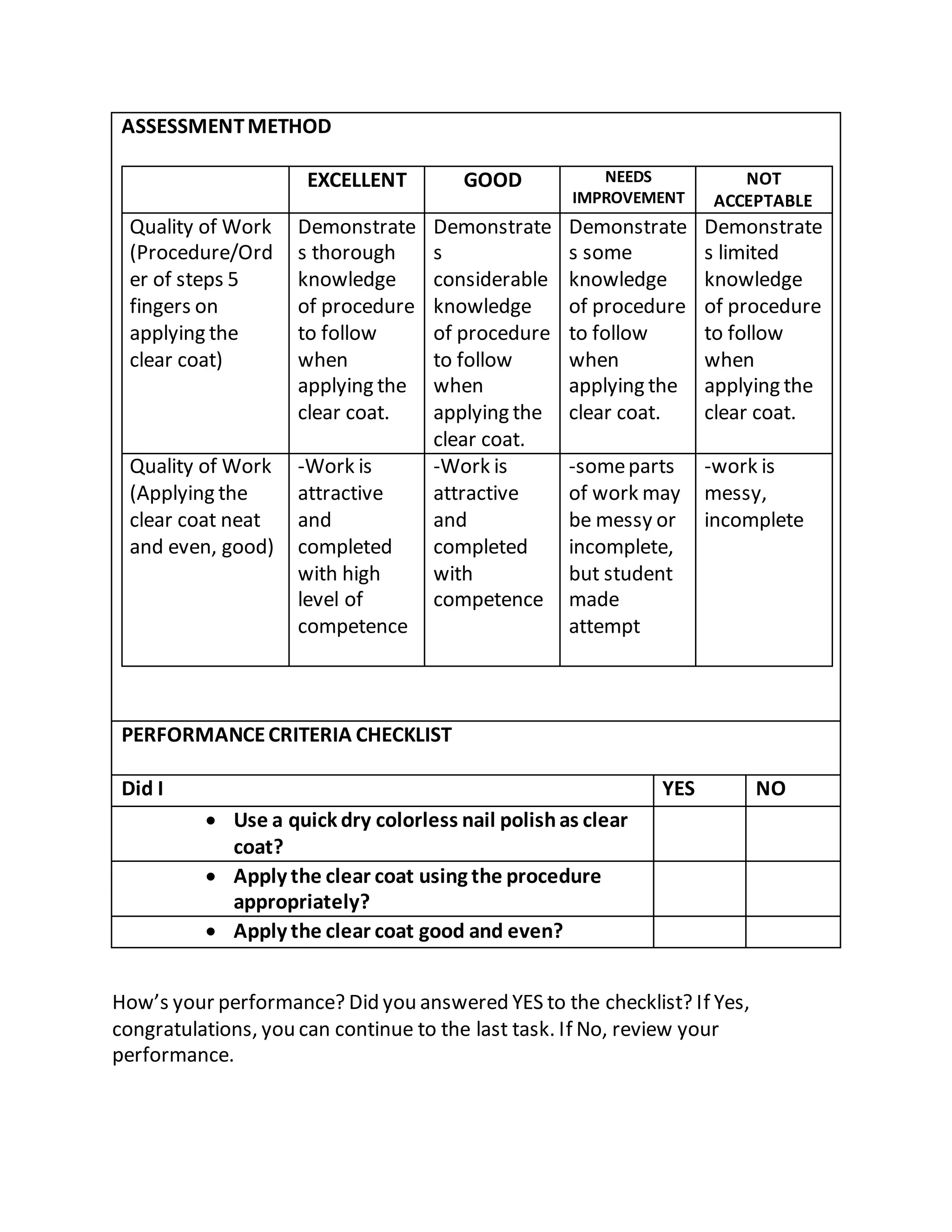 Task Sheets in Nail Art | DOCX