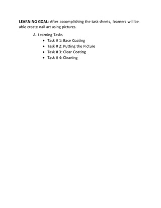 Task Sheets in Nail Art | DOCX