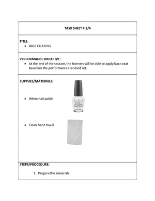 Task Sheets in Nail Art | DOCX