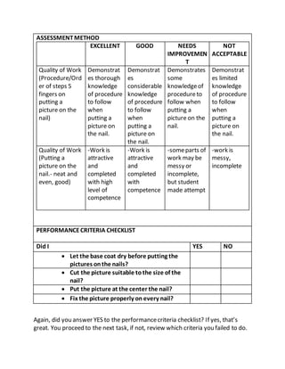 Task Sheets in Nail Art | DOCX