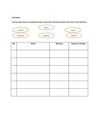 Tasksheet year 4 | DOCX | Homework and Study | Education