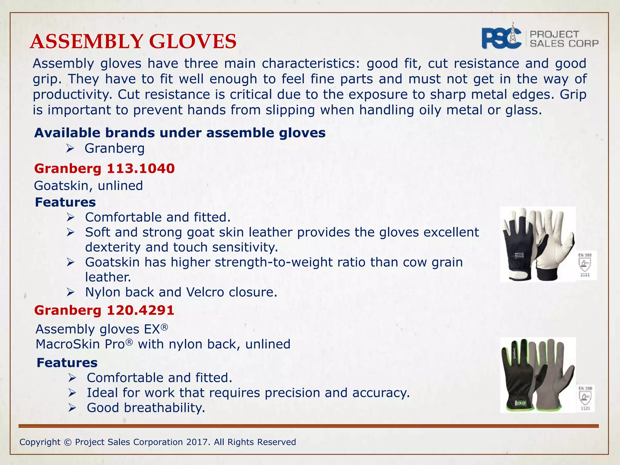 Task Specific Work Gloves Guidebook 2017 | PPT