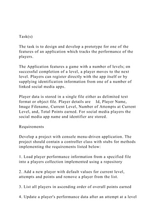 Task(s)The task is to design and develop a prototype for one.docx ...