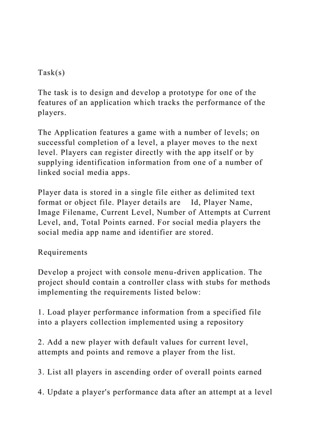 Task(s)The task is to design and develop a prototype for one.docx ...