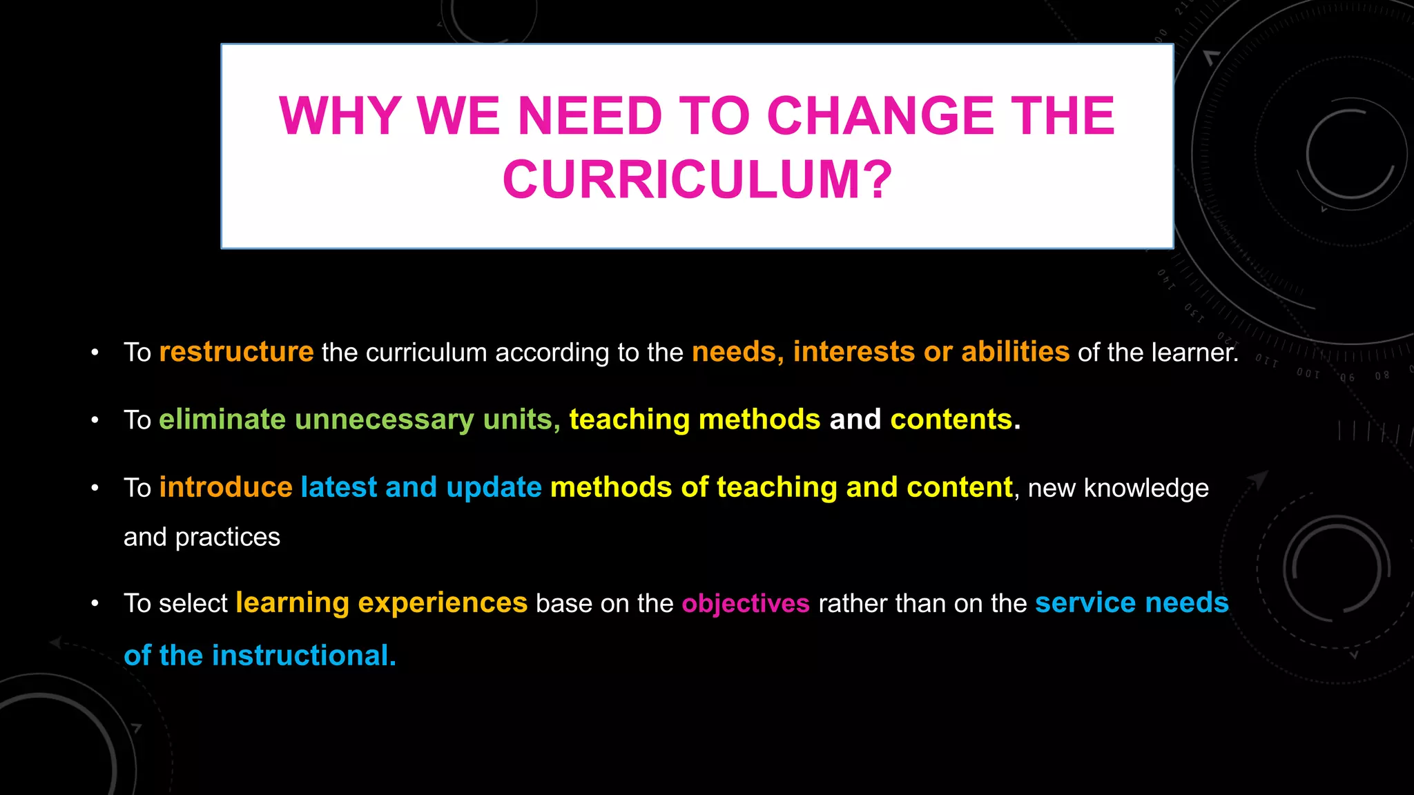 various issues in the process of curriculum development and change | PPTX