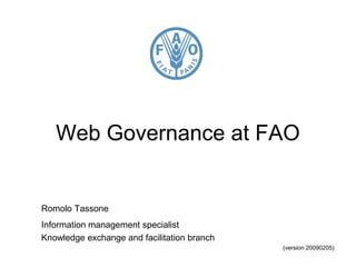Web4dev 2009 - FAO Speaking Guide | PPT