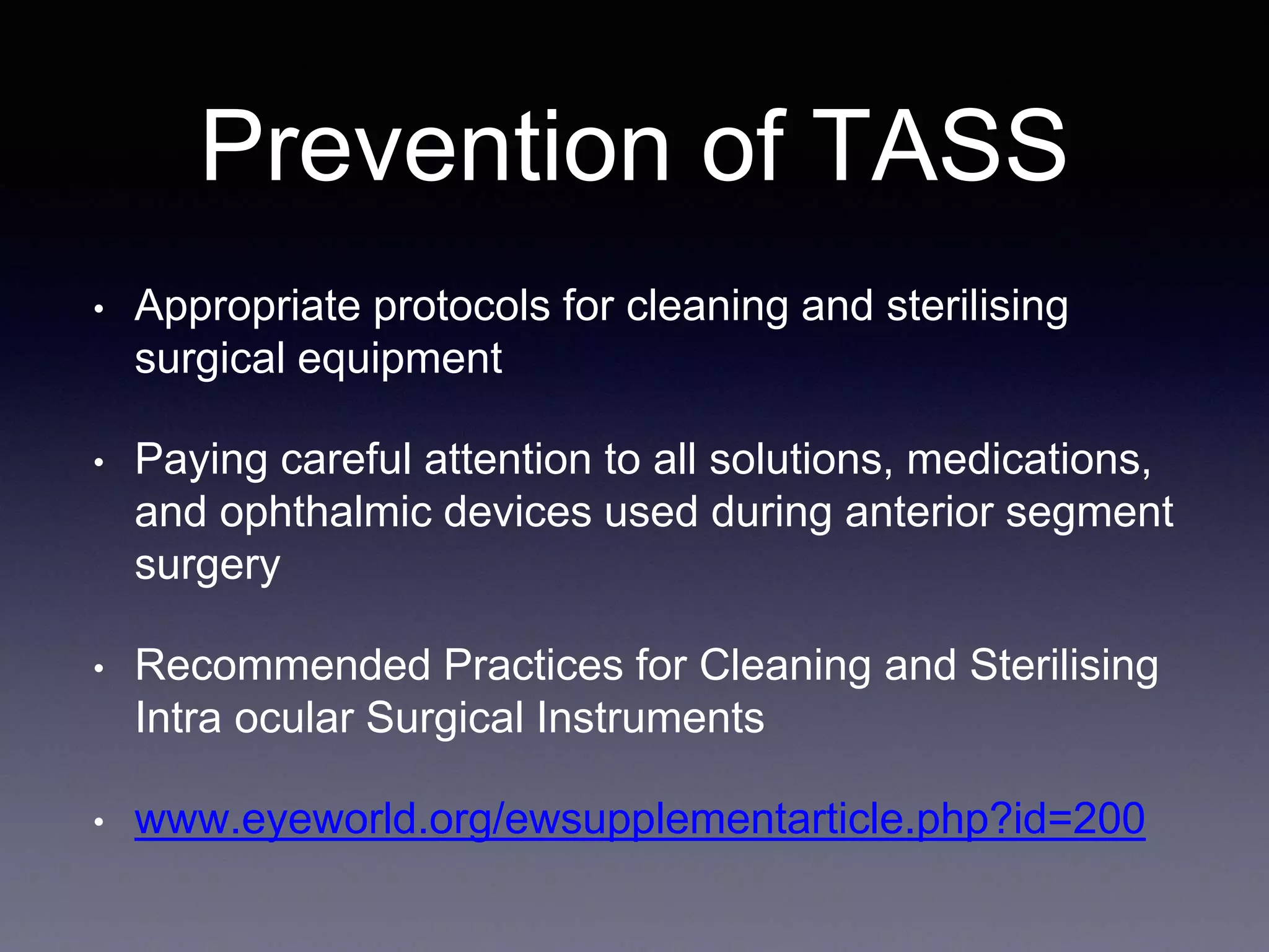 Causes of Toxic Anterior Segment Syndrome | PPTX | Eye and Vision ...