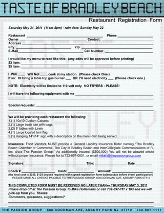 Taste Of Bradley Beach Food And Craft Vendor Applications | PDF