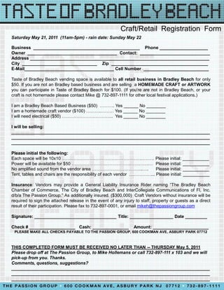 Taste Of Bradley Beach Food And Craft Vendor Applications | PDF