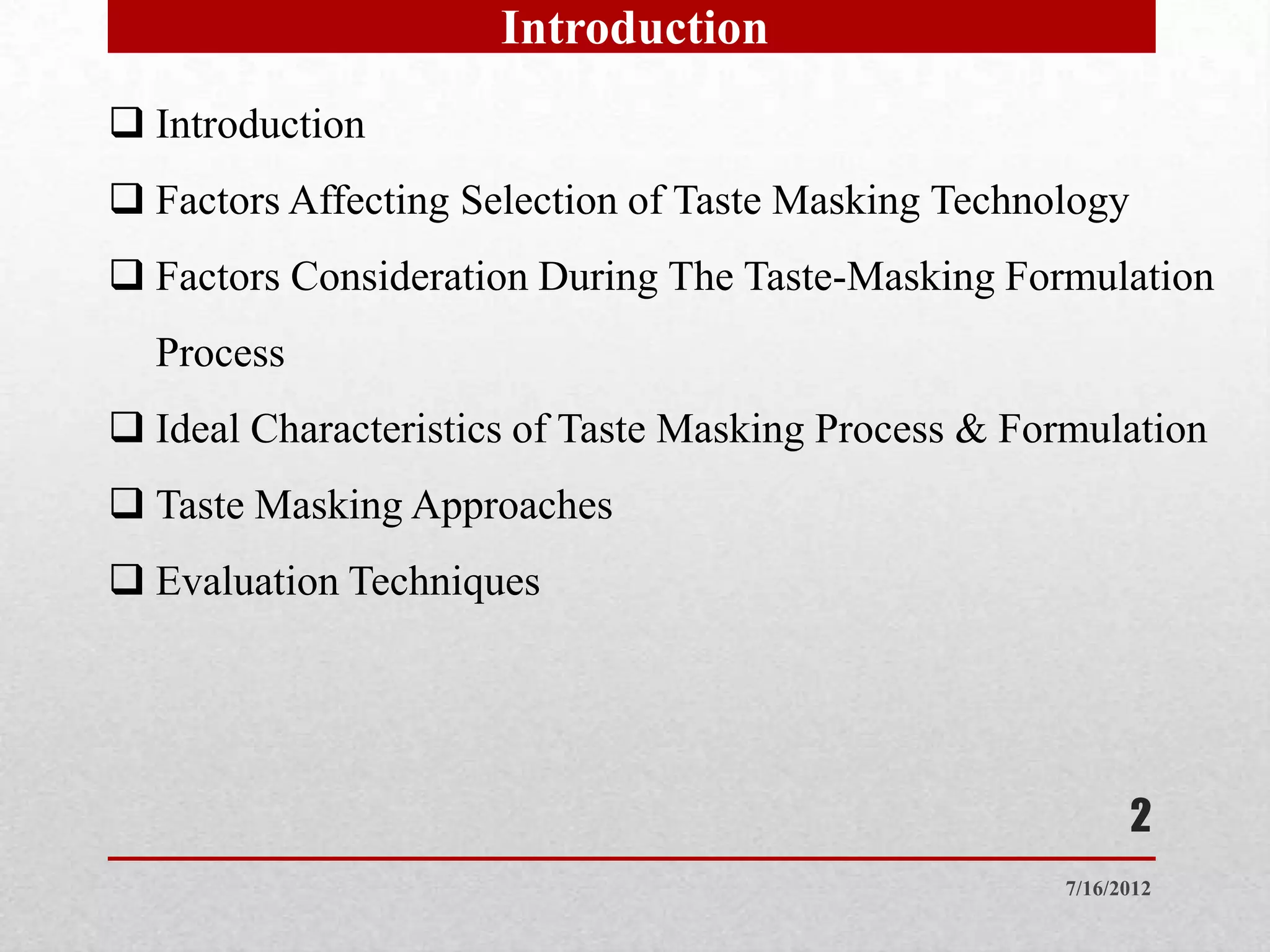 Taste masking methods in pharmaceutical formulations | PPTX