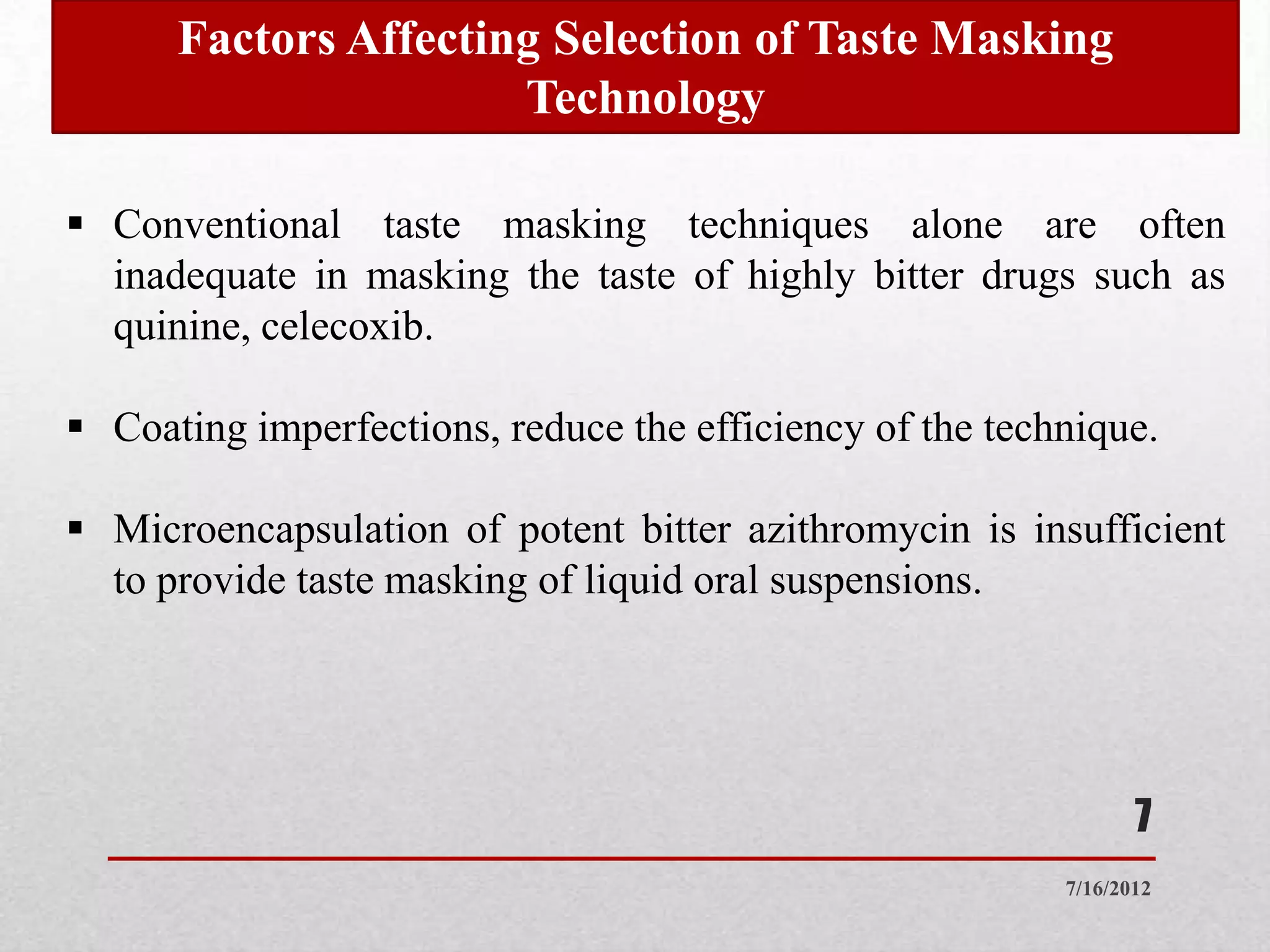 Taste masking methods in pharmaceutical formulations | PPTX