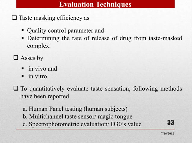 Taste masking methods in pharmaceutical formulations | PPTX