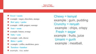 TAste of FOOd pertemuan ke 6.pptx djenis | PPTX
