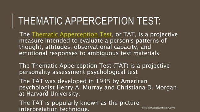 Thimatic apperception test | PPT | Free Download