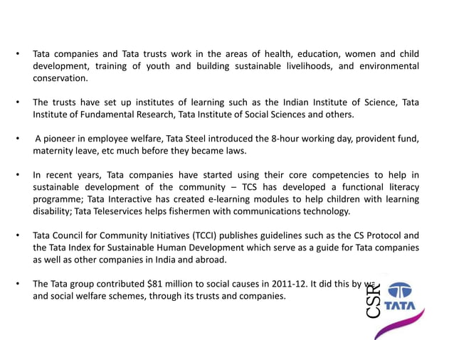 TATA CSR Activities - MET Students | PPT