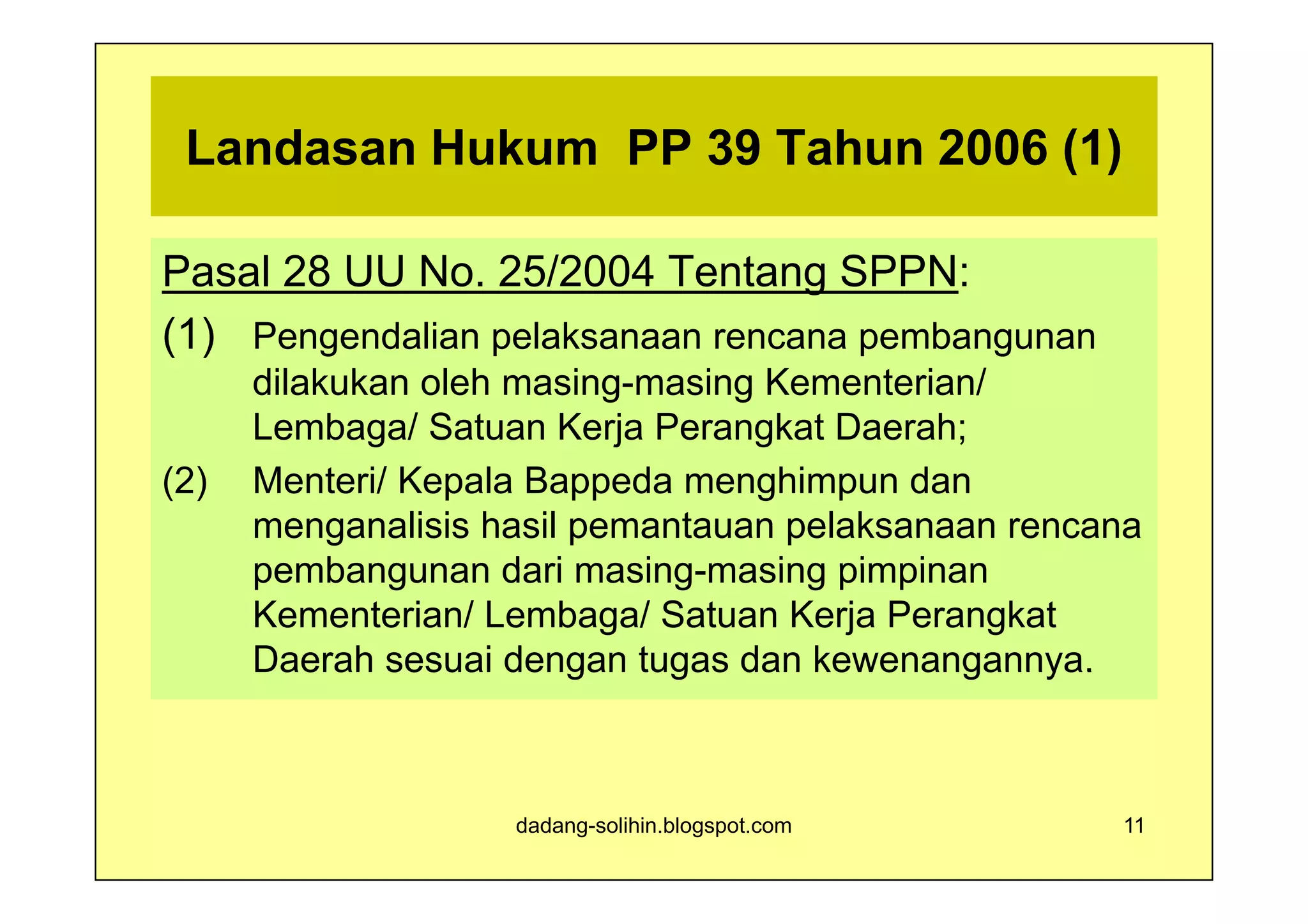 Tata Cara Pengendalian dan Evaluasi Pelaksanaan Rencana Pembangunan | PDF