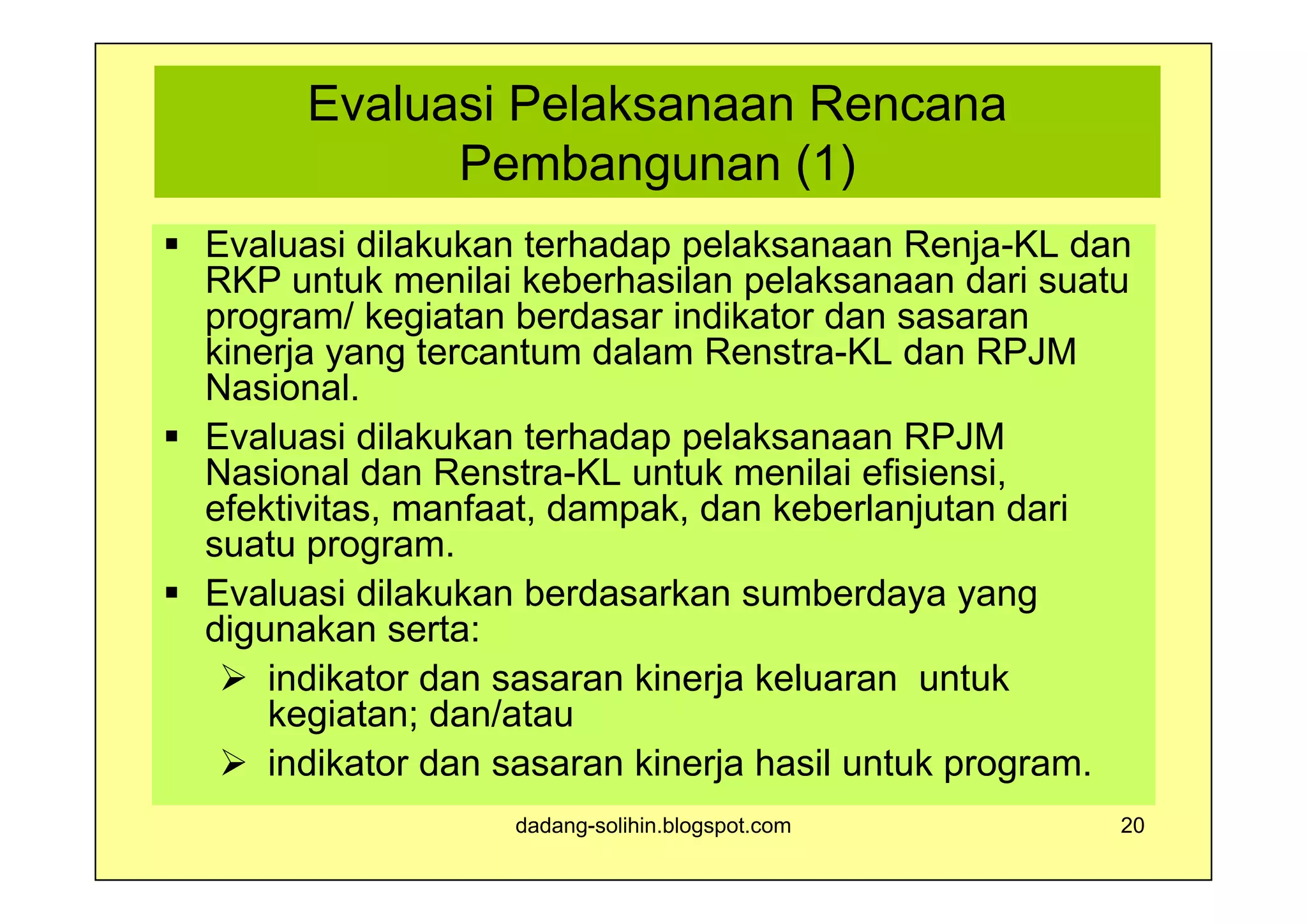 Tata Cara Pengendalian dan Evaluasi Pelaksanaan Rencana Pembangunan | PDF