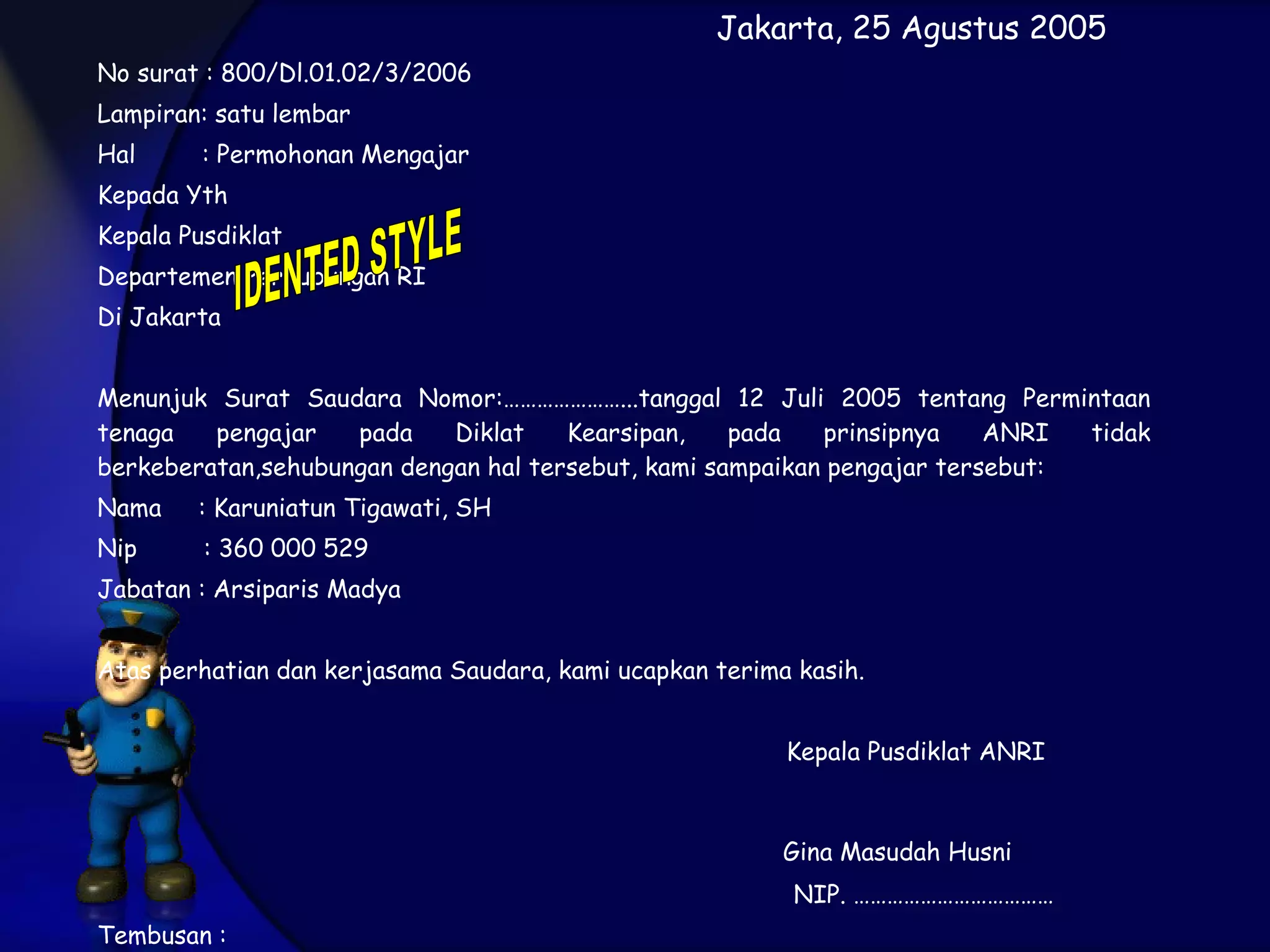 Tata naskah-dinas-diklat-camat-pusenif | PPT