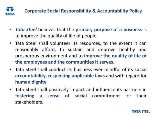 TATA Corporate Social Responsibility - A Century of Trust | PPT ...