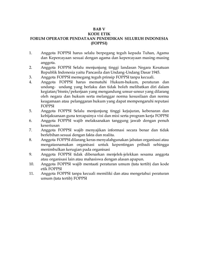 Tata Tertib Kode Etik Bab 5 6 | DOCX