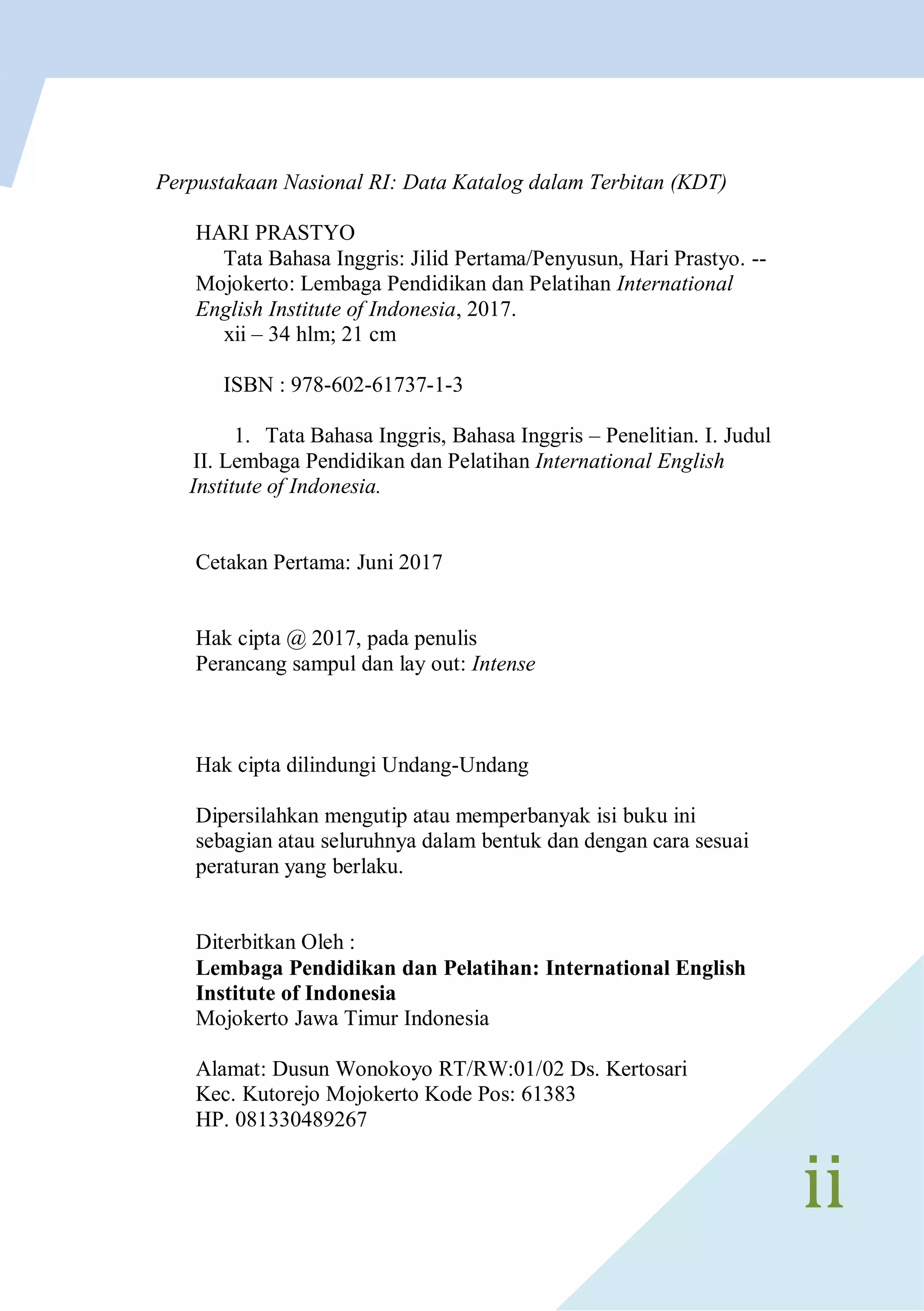 Tata bahasainggrisjilidpertama | PDF | Books and Literature