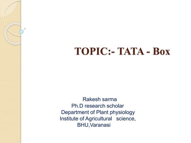 Role of Tata box in signal transduction | PPTX | Chemistry | Science