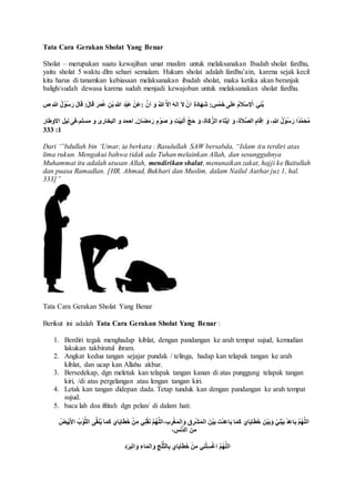Tata cara gerakan sholat yang benar | DOCX