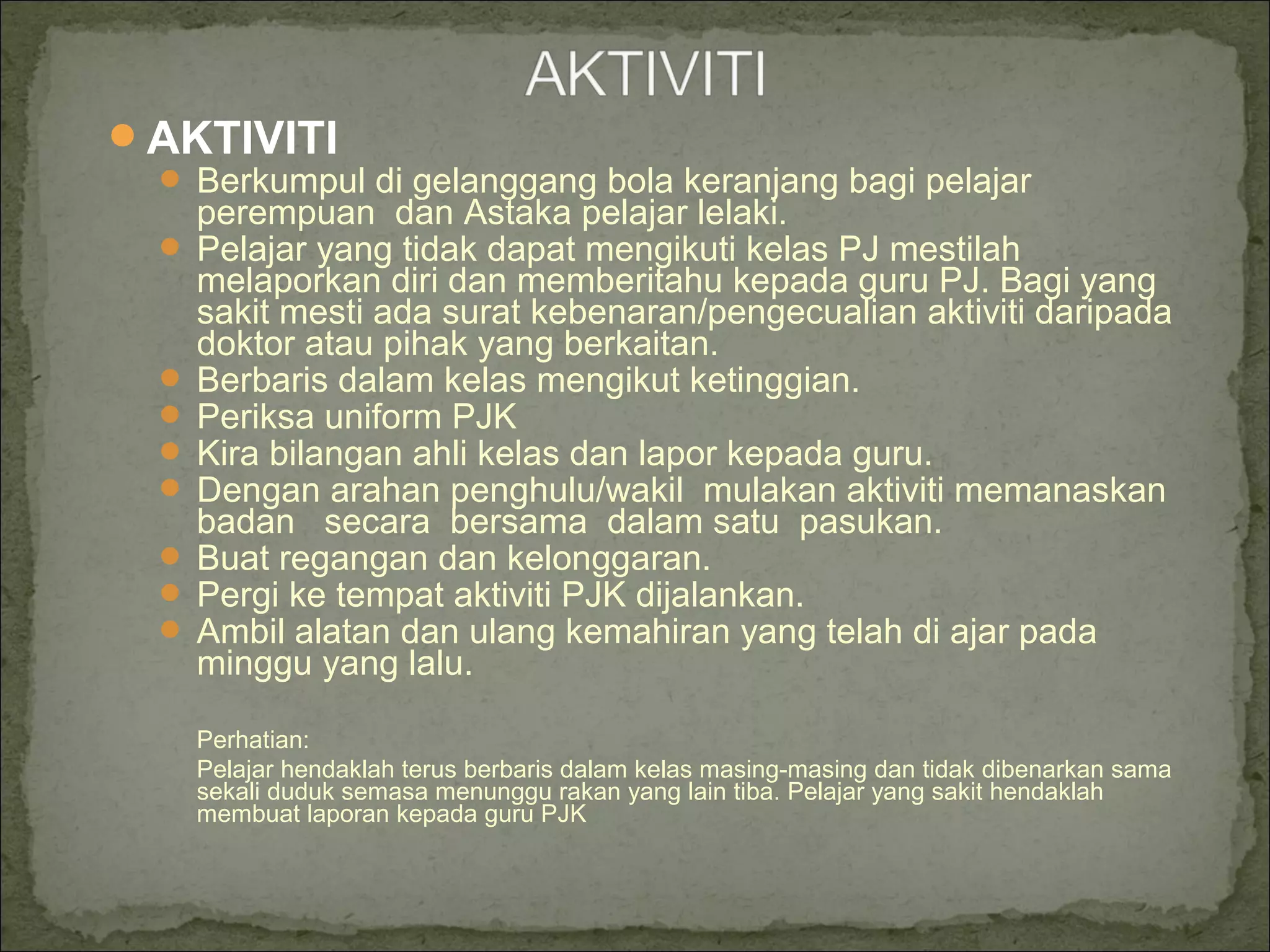 Tatacara kelas pjk | PPT