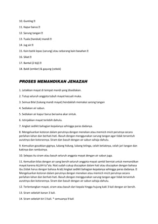 Tata cara memandikan jenazah | PDF
