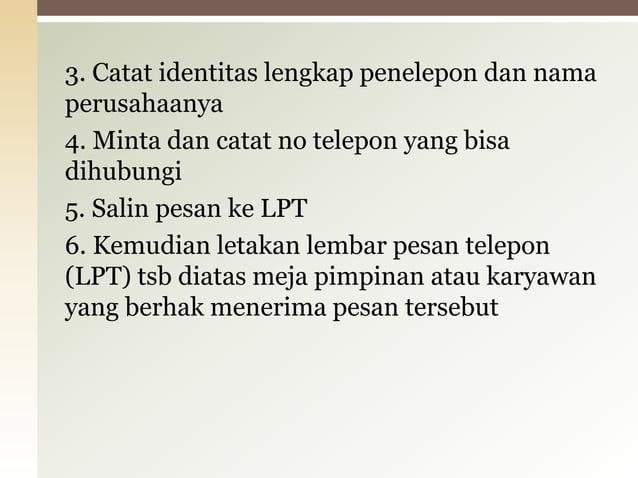 Tata cara menerima panggilan telepon | PPTX