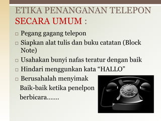 Tata cara menerima panggilan telepon | PPTX