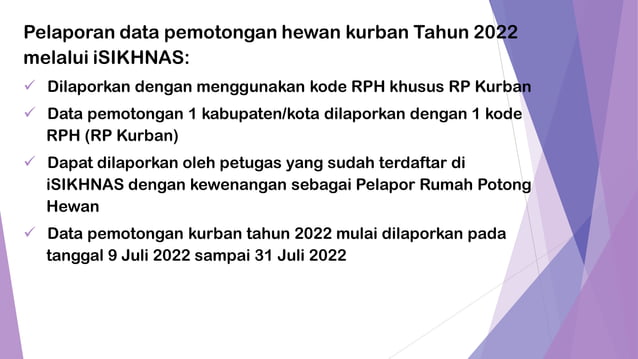 Tata Cara Pelaporan Data Pemotongan Hewan Kurban melalui iSIKHNAS Tahun ...