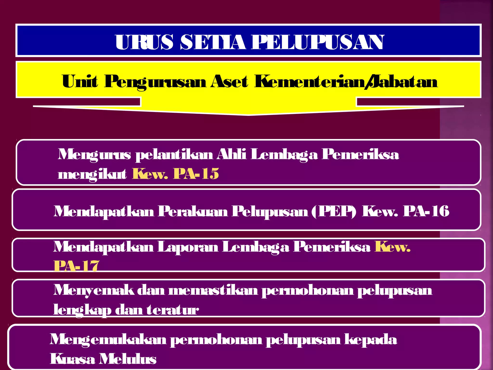Tatacara pelupusan aset | PPT