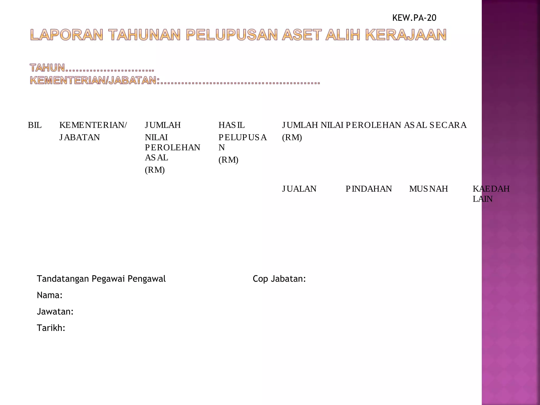 Tatacara pelupusan aset | PPT