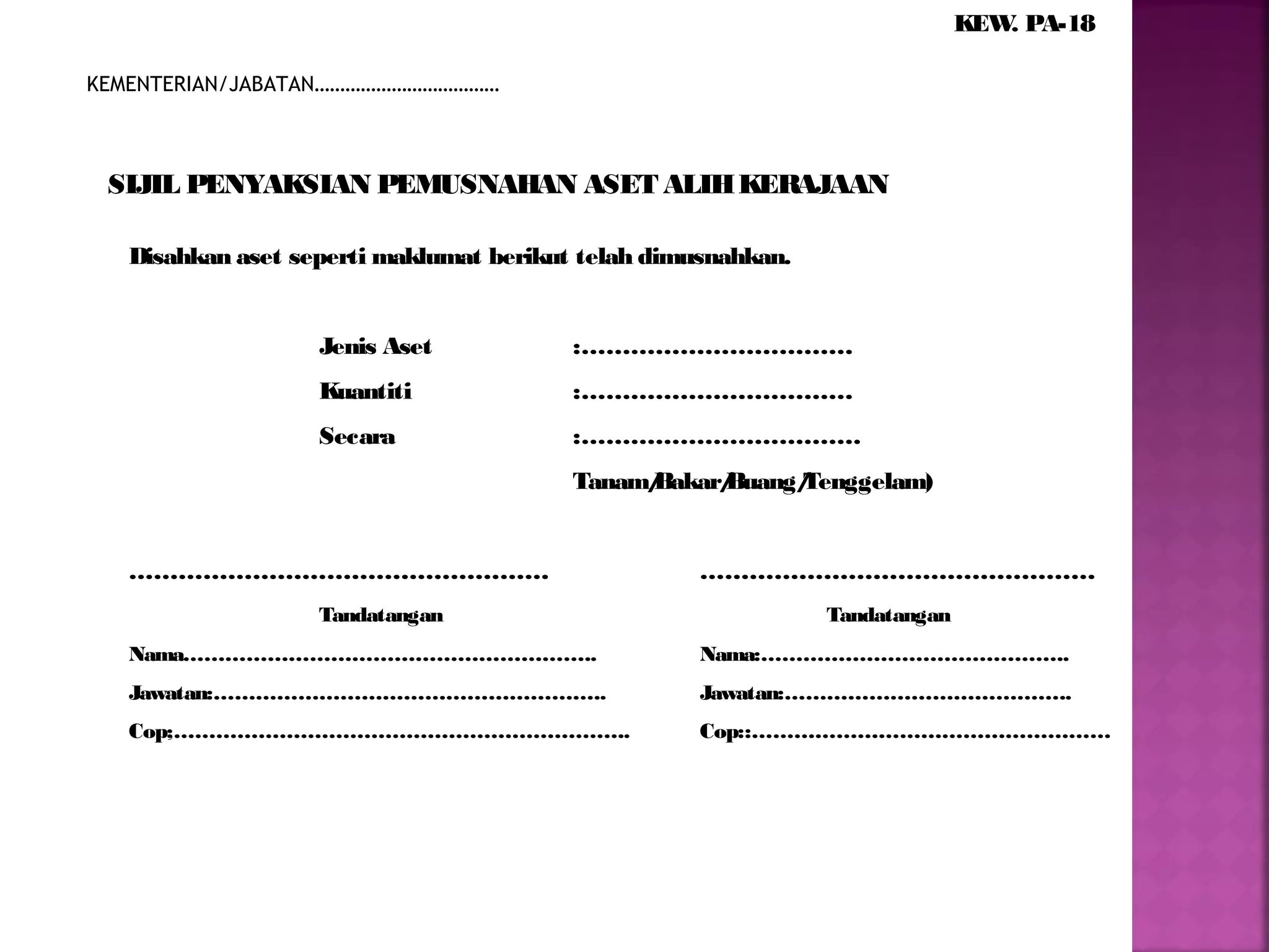Tatacara pelupusan aset | PPT