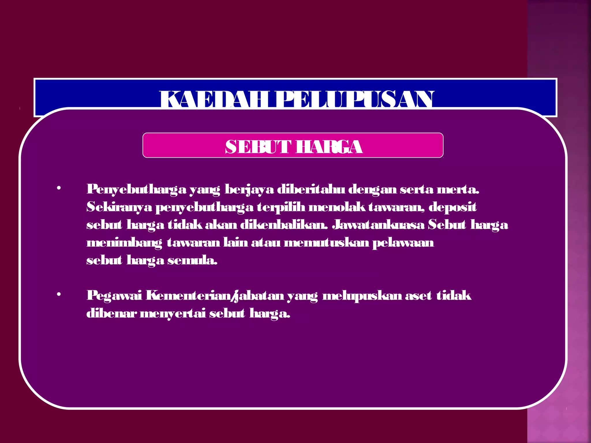 Tatacara pelupusan aset | PPT