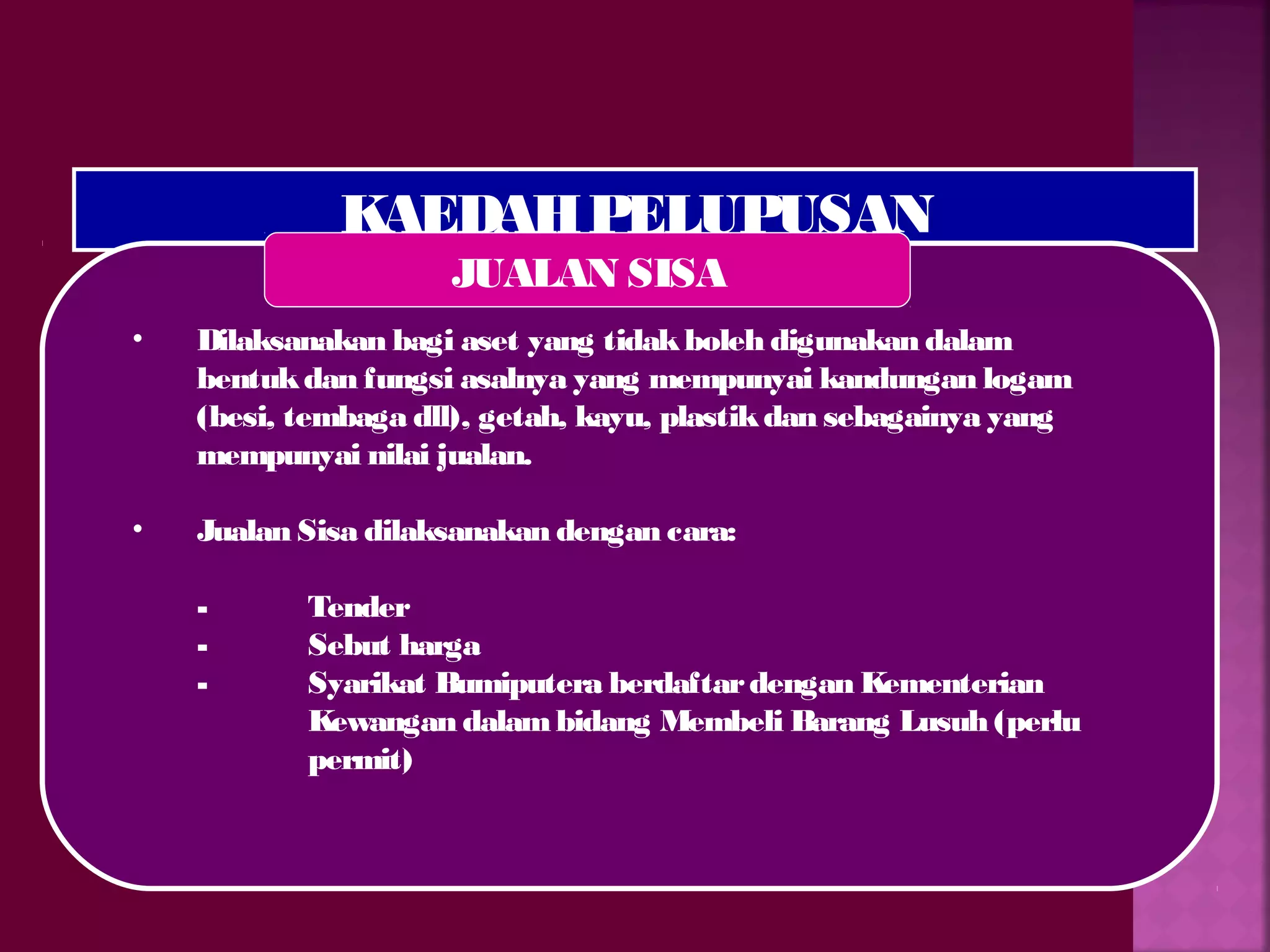 Tatacara pelupusan aset | PPT