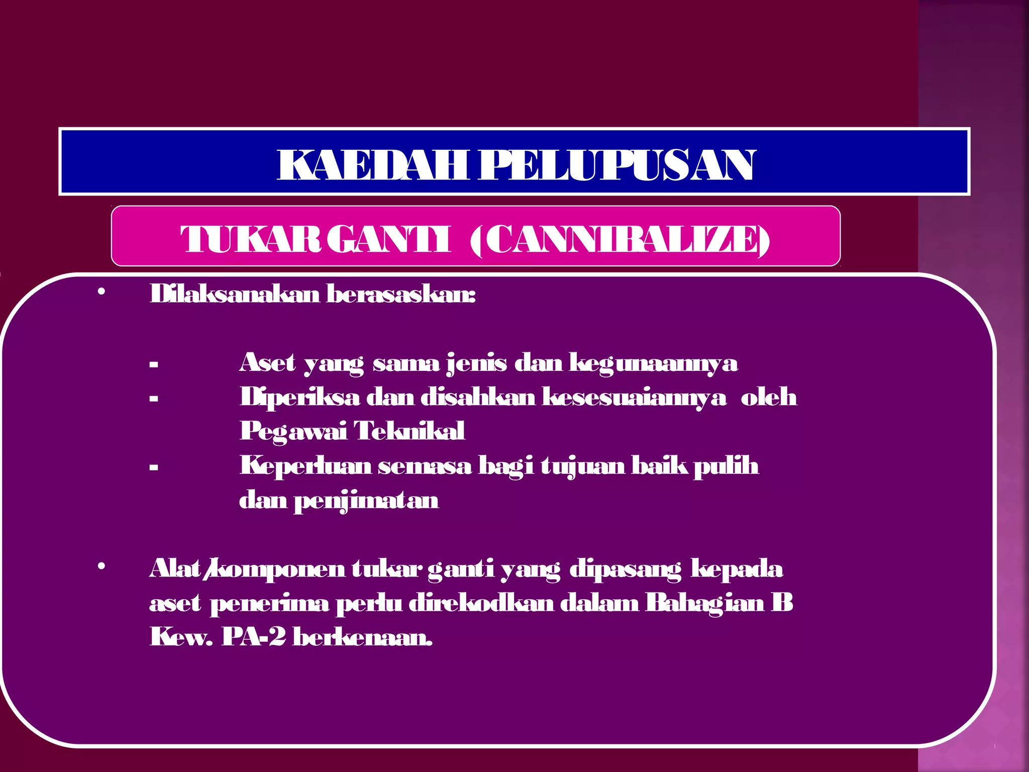 Tatacara pelupusan aset | PPT
