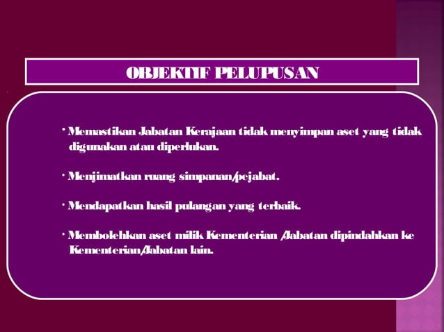 Tatacara pelupusan aset | PPT