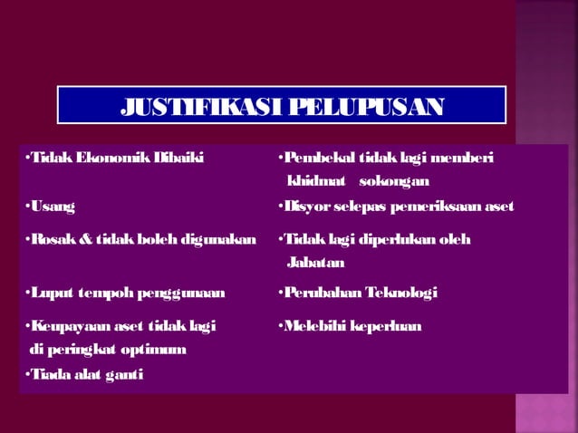 Tatacara pelupusan aset | PPT