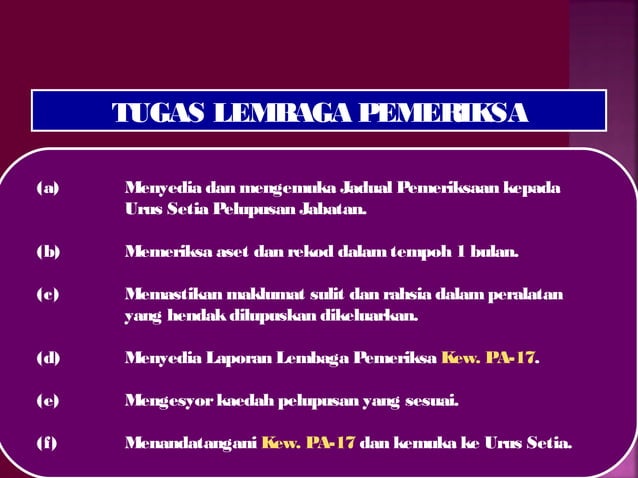 Tatacara pelupusan aset | PPT