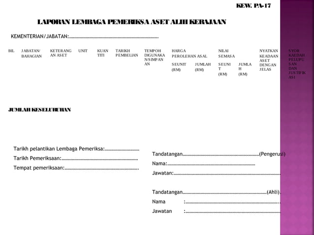 Tatacara pelupusan aset | PPT
