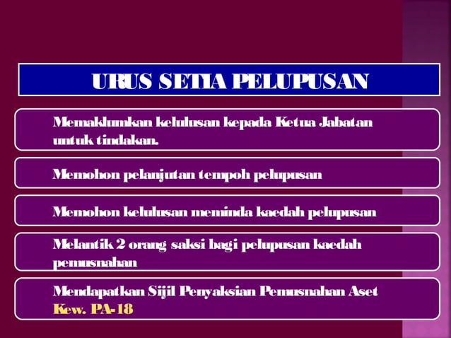 Tatacara pelupusan aset | PPT