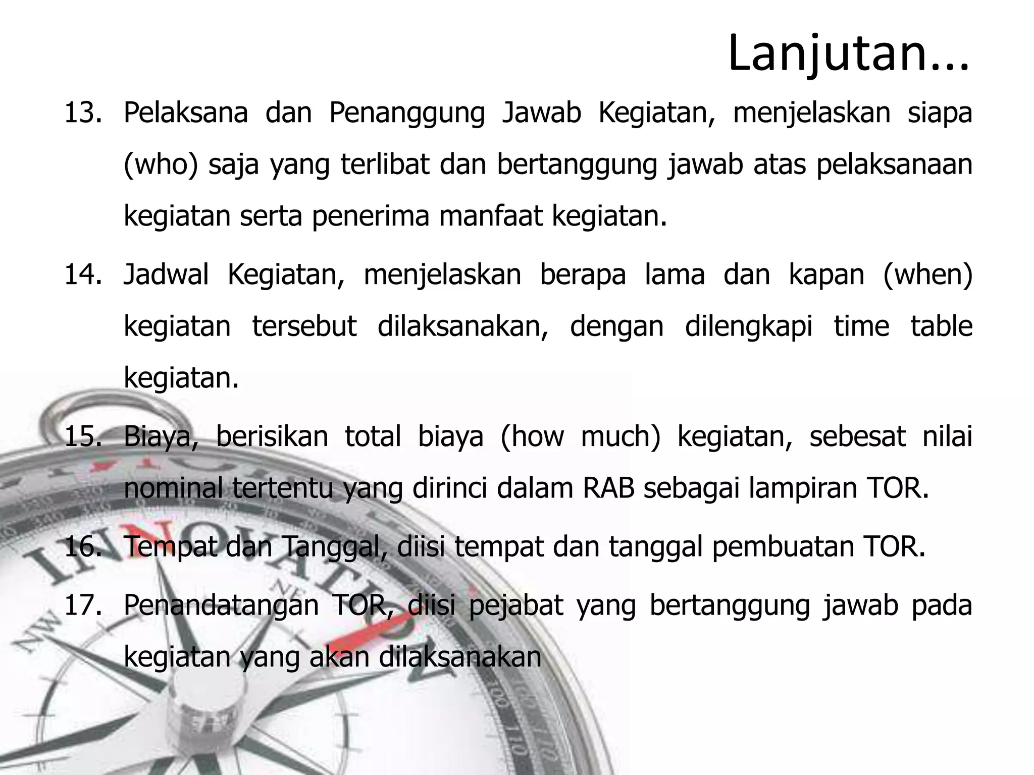 TATA CARA PENYUSUNAN TOR | PPTX