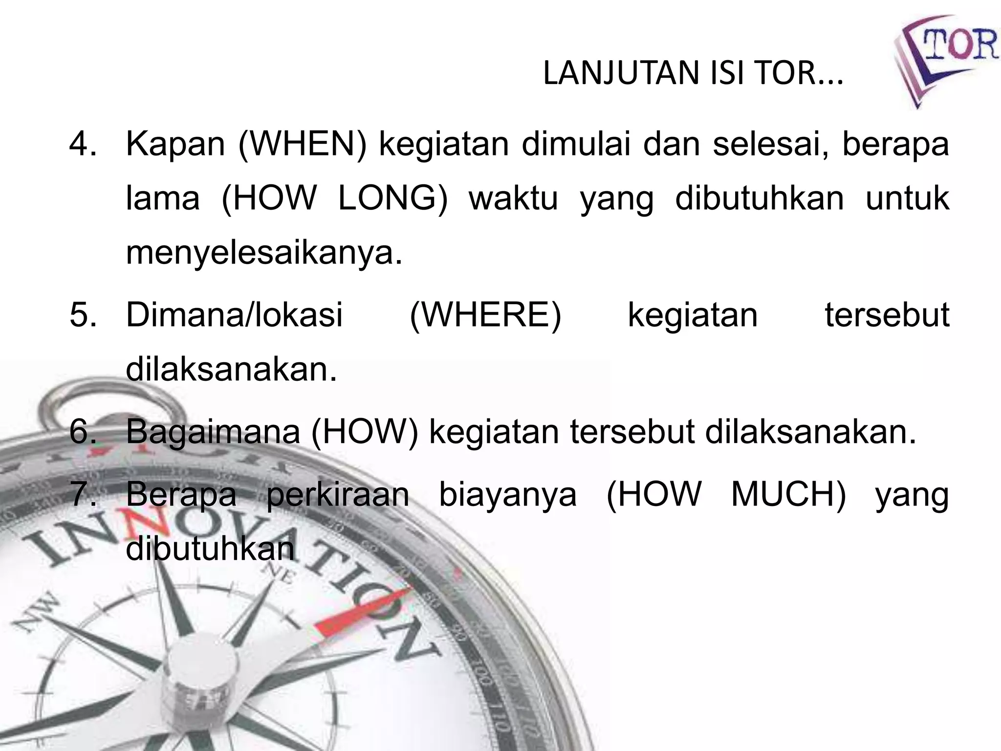 TATA CARA PENYUSUNAN TOR | PPTX