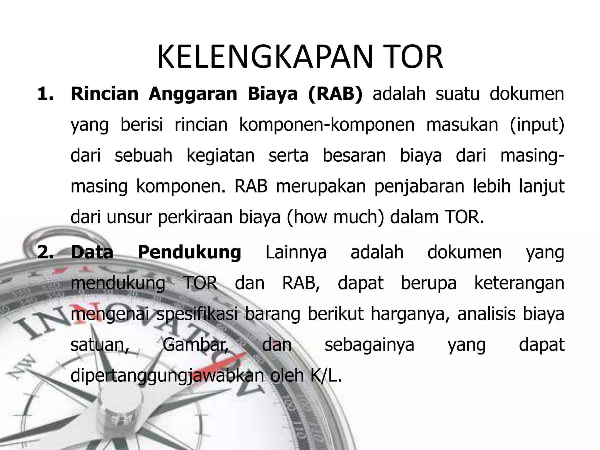 TATA CARA PENYUSUNAN TOR | PPTX